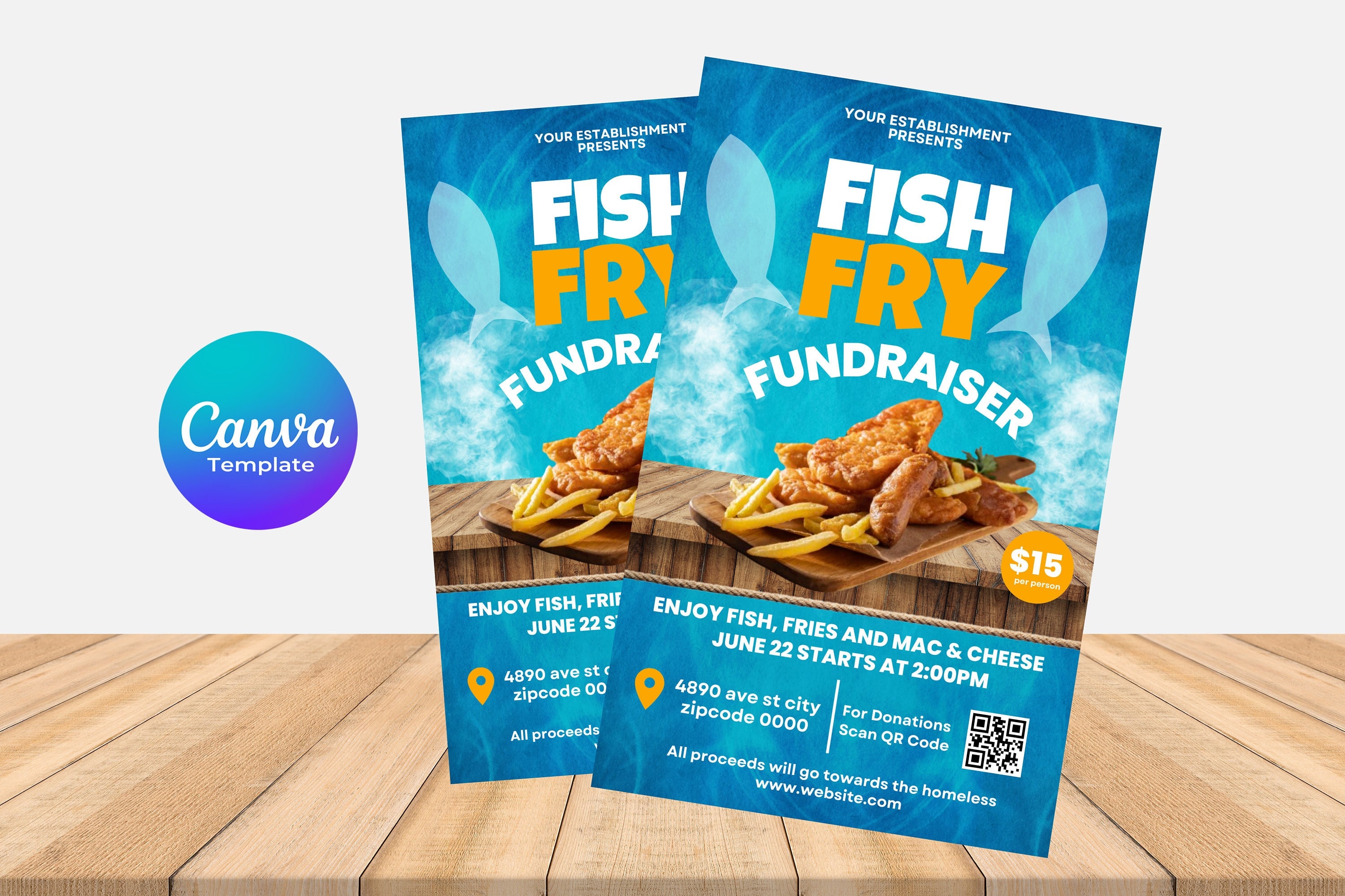 Fish Fry Fundraiser Flyer Template, Fish Fry Flyer Template - Etsy