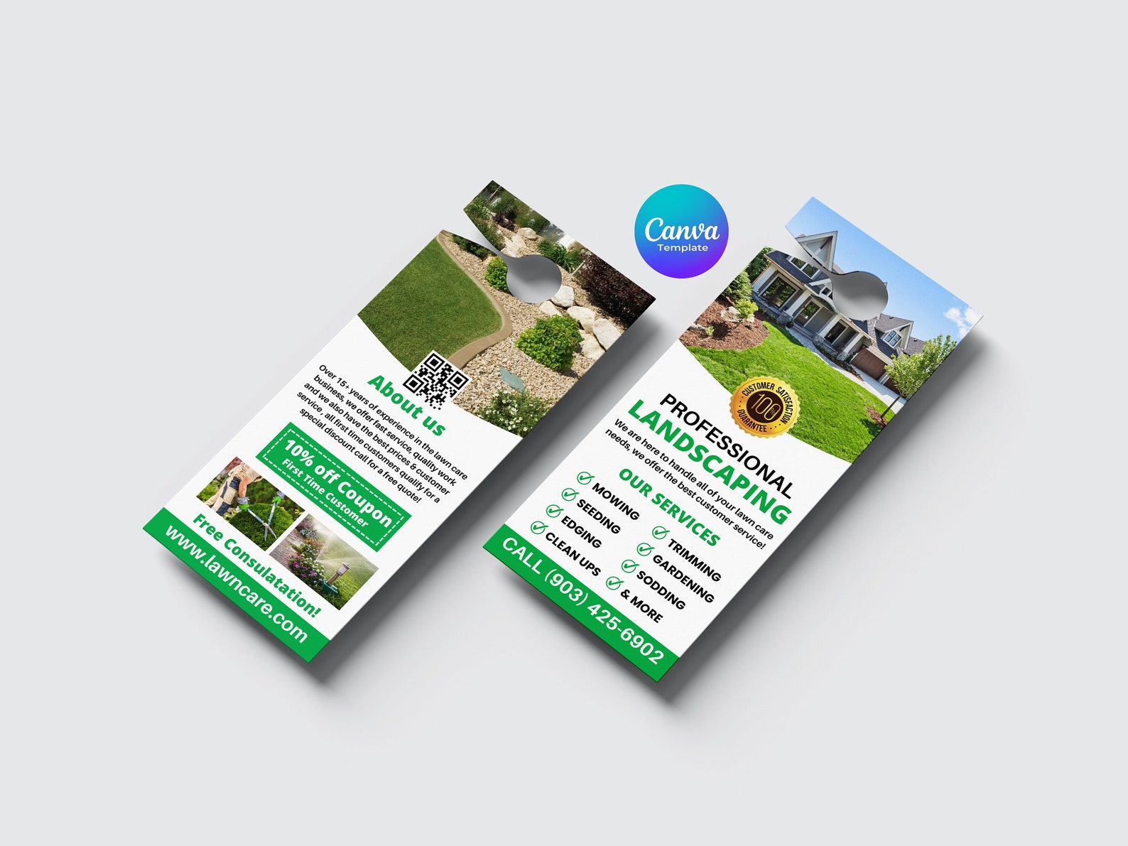 Lawn Care Door Hanger Template, Landscaping Door Hanger Template, Front ...