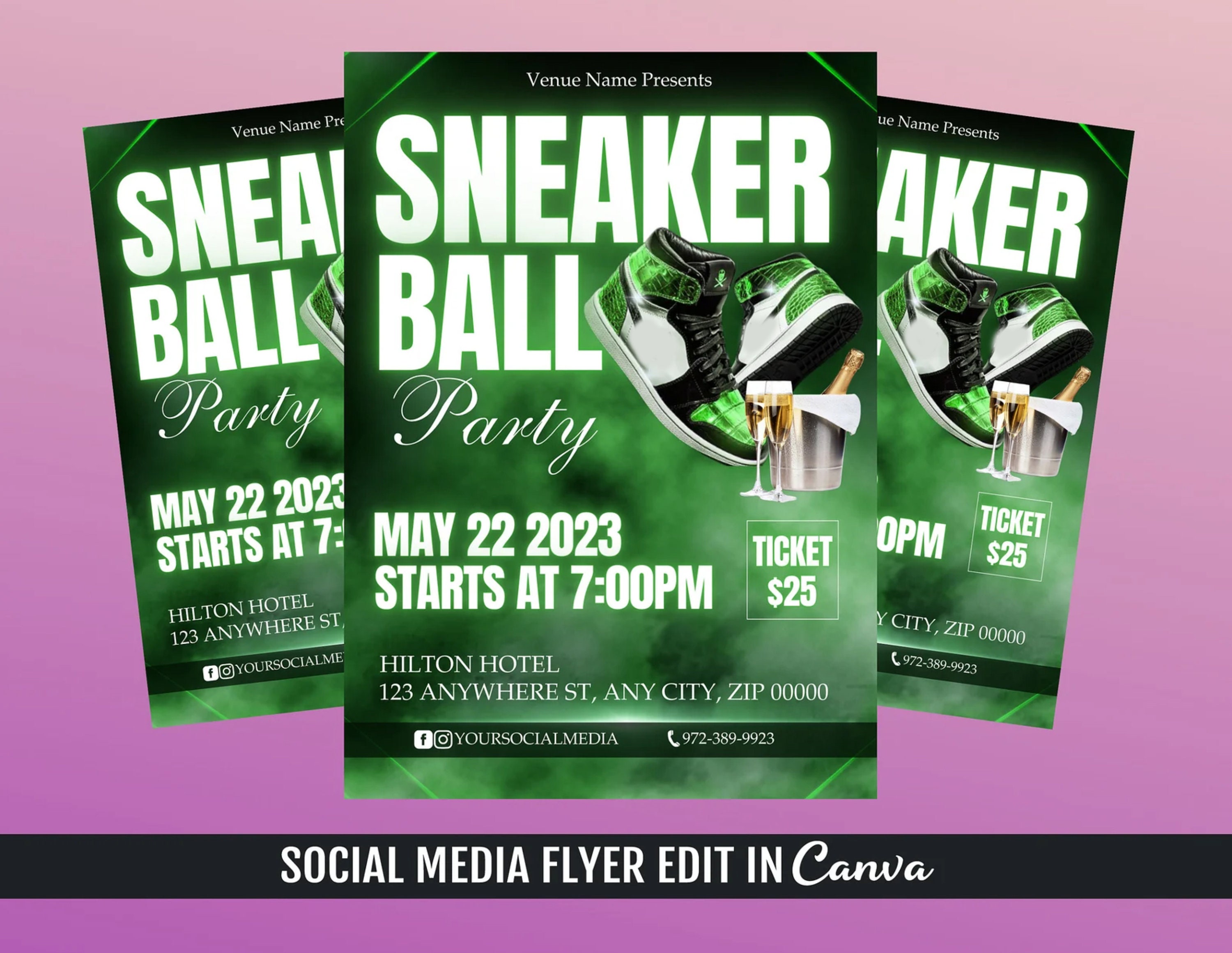 Sneaker Ball Flyer Template Green and Black - Etsy