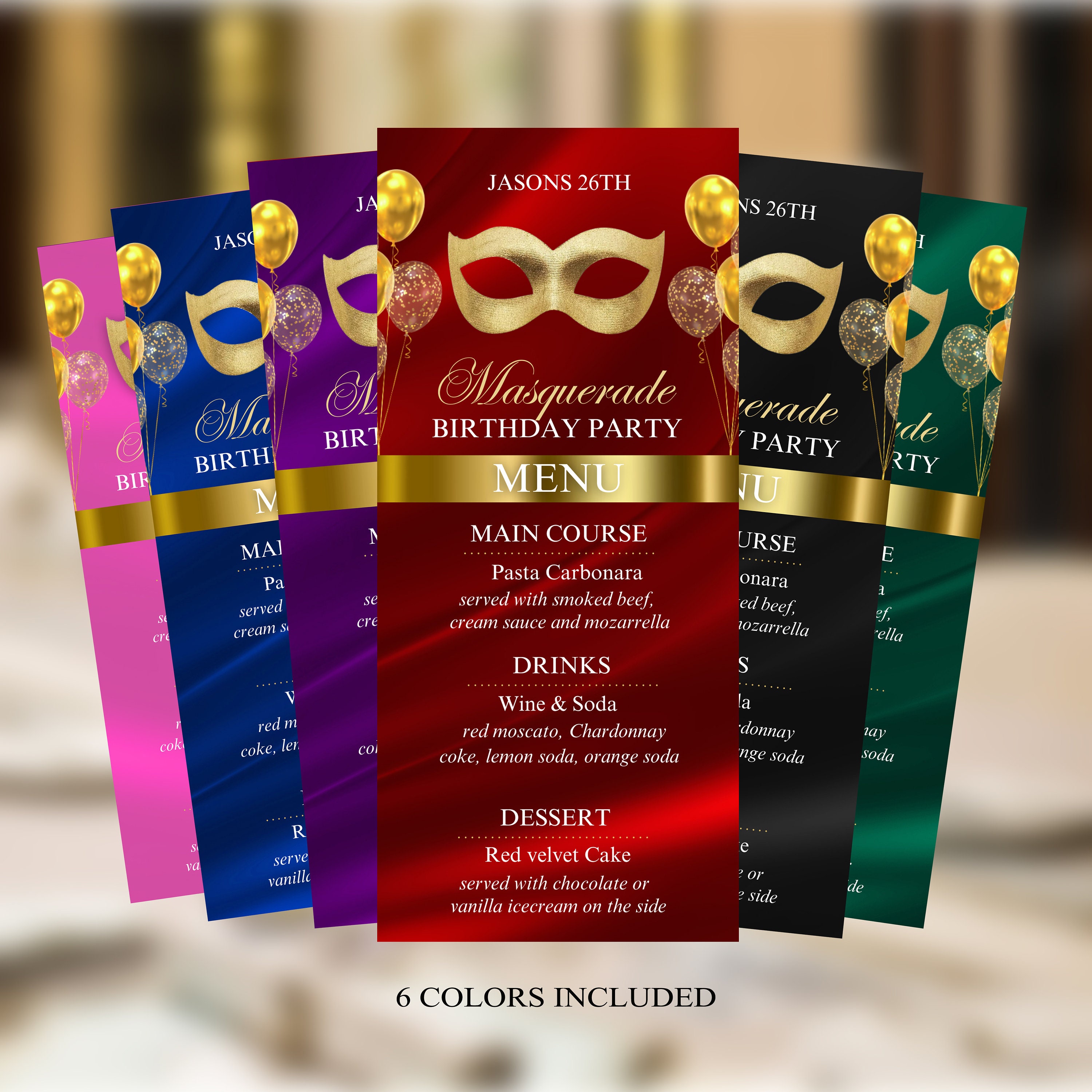 Masquerade Birthday Menu Template, Masquerade Party Menu Template - Etsy