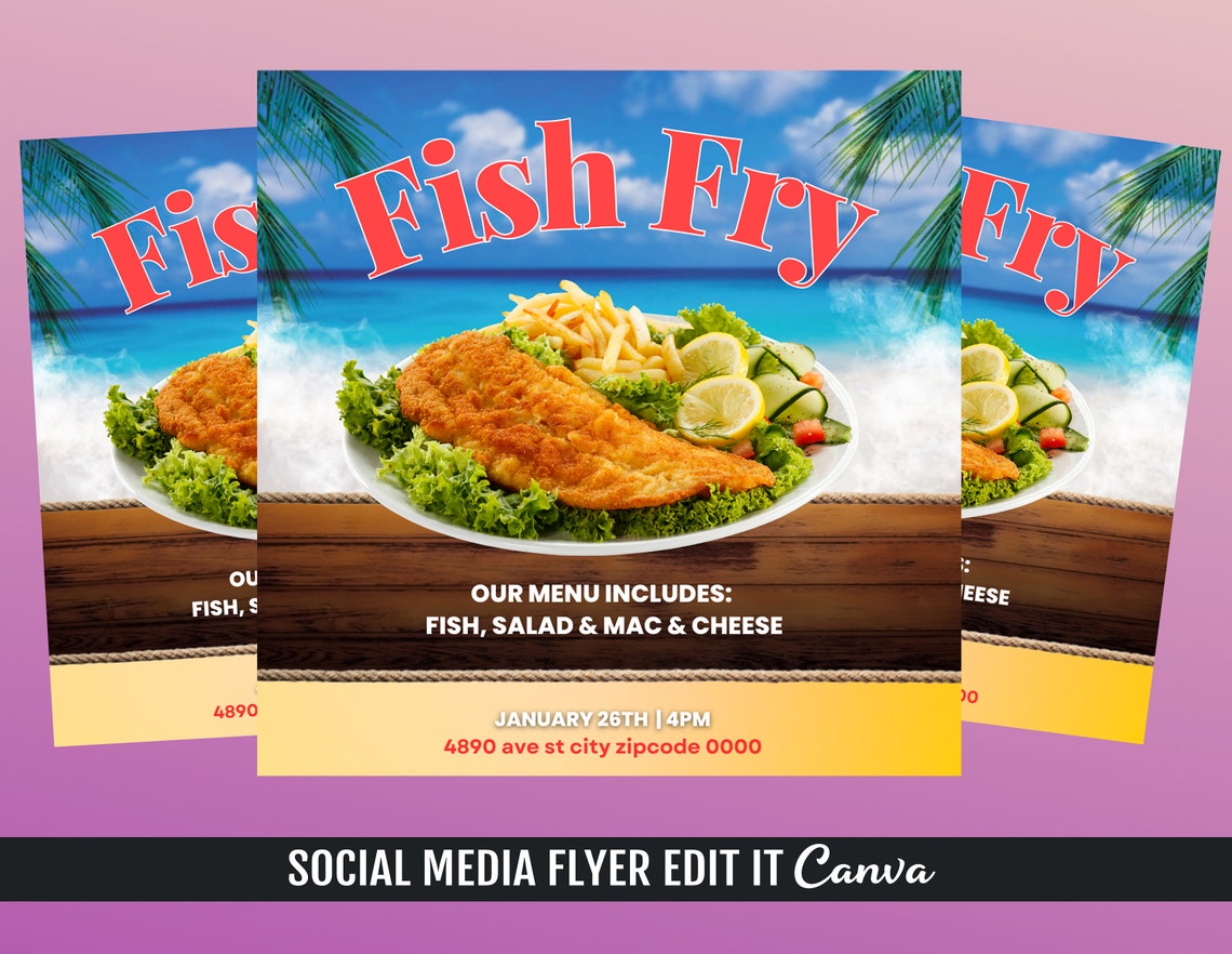 Fish Fry Flyer Template - Etsy