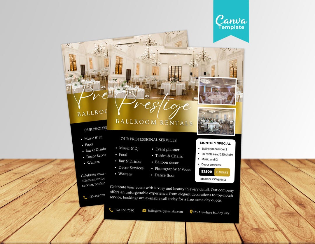 Venue Rentals Flyer, Wedding Venue Flyer, Event Venue Flyer, Ballroom ...