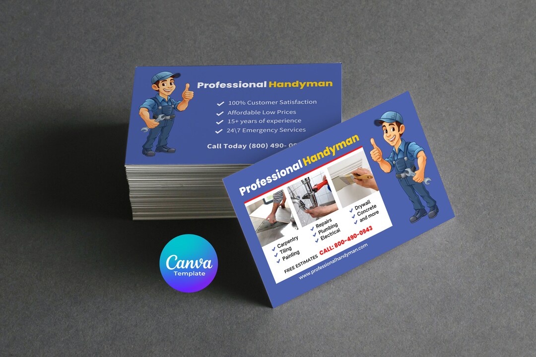 Handyman Business Card Template - Etsy