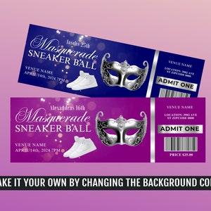 Masquerade Sneaker Ball Ticket Template - Etsy