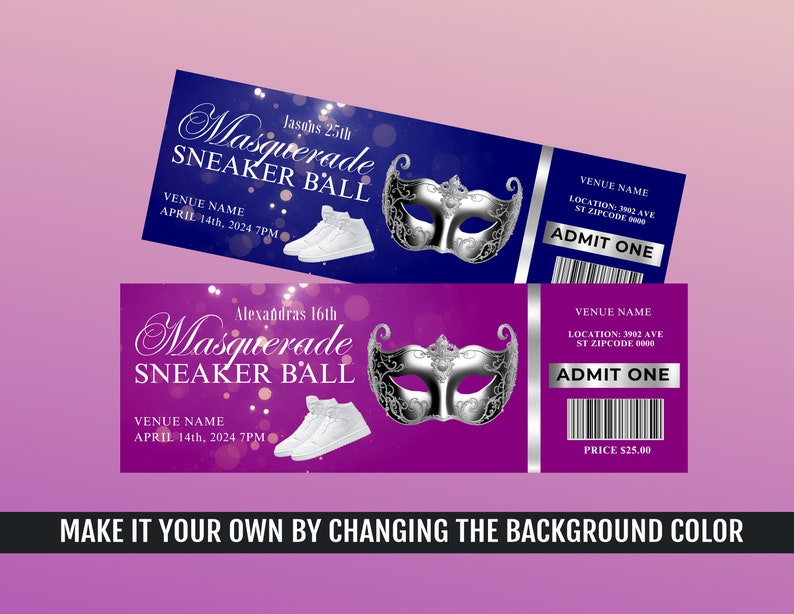 Masquerade Sneaker Ball Ticket Template - Etsy
