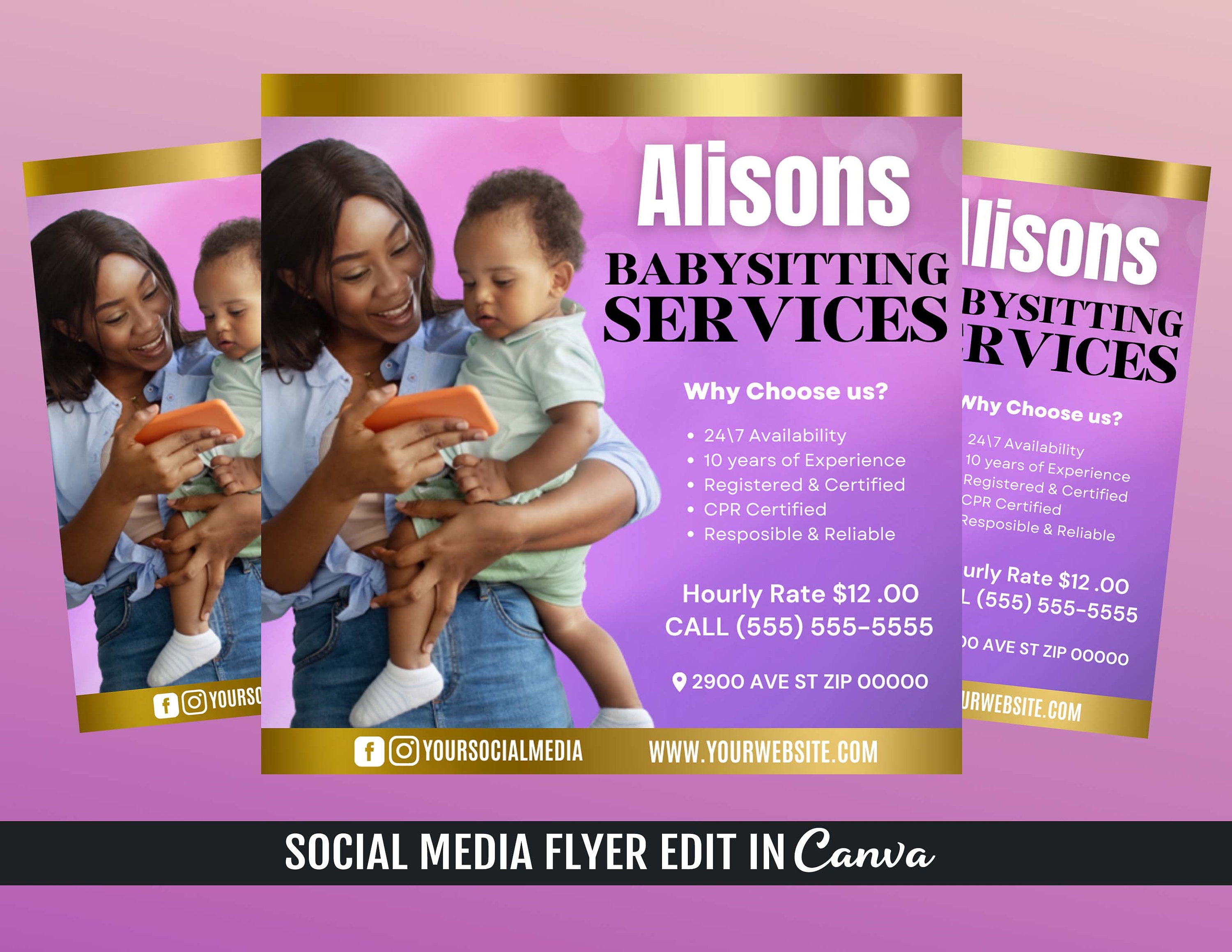 Babysitting Services Flyer Template - Etsy