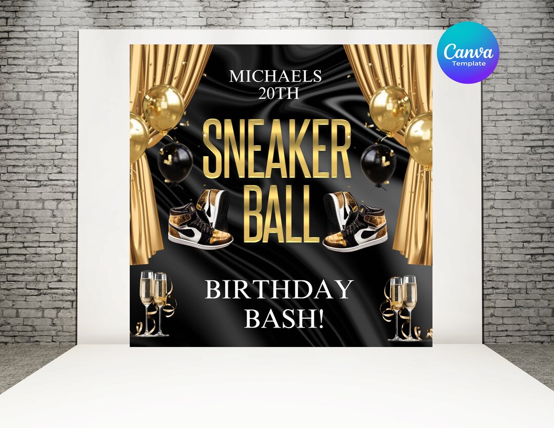 Sneaker Ball Back Drop Template, Sneaker Ball Birthday Back Drop - Etsy