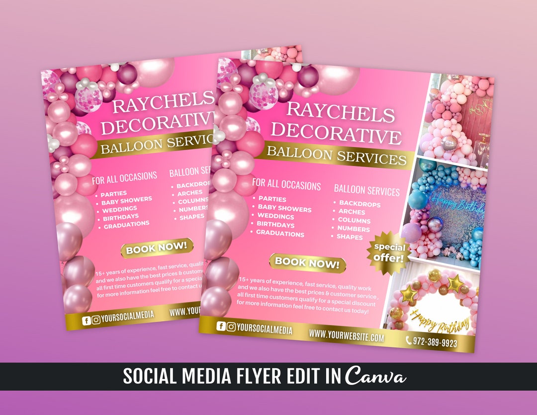 Balloon Decoration Services Flyer, Balloon Decoration Business Flyer ...