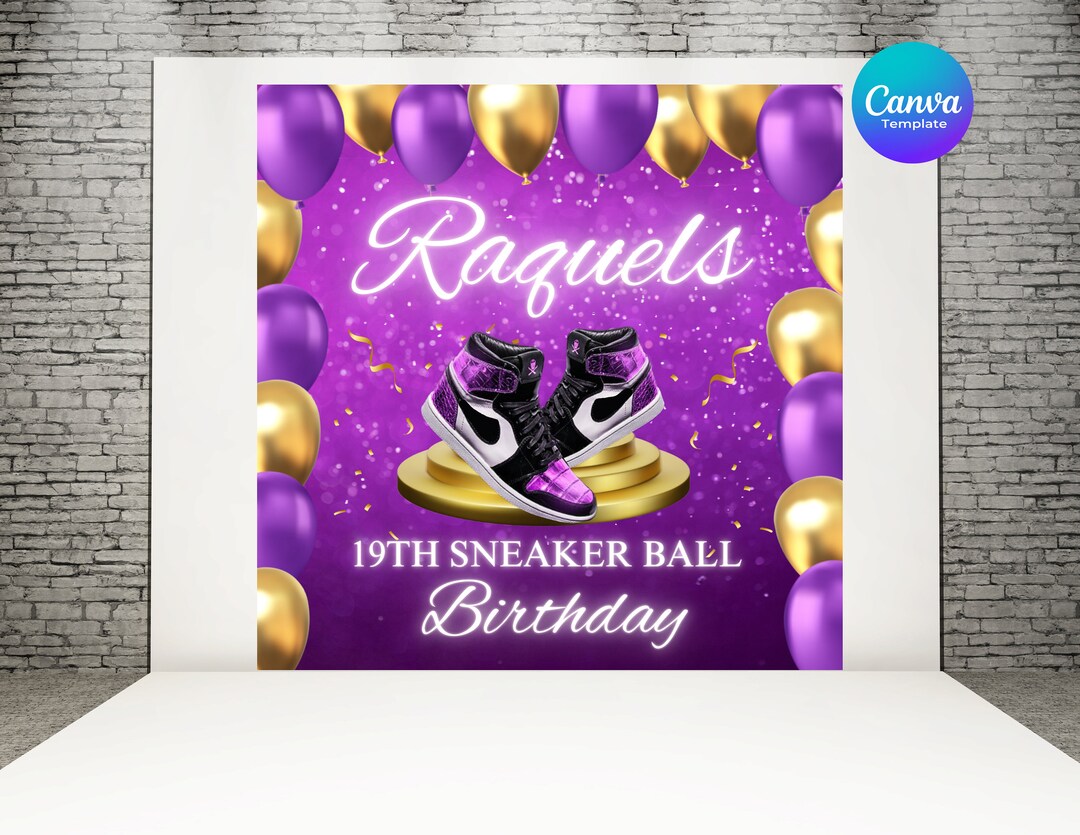Sneaker Ball Birthday Back Drop Template, Purple Sneaker Ball Back Drop ...