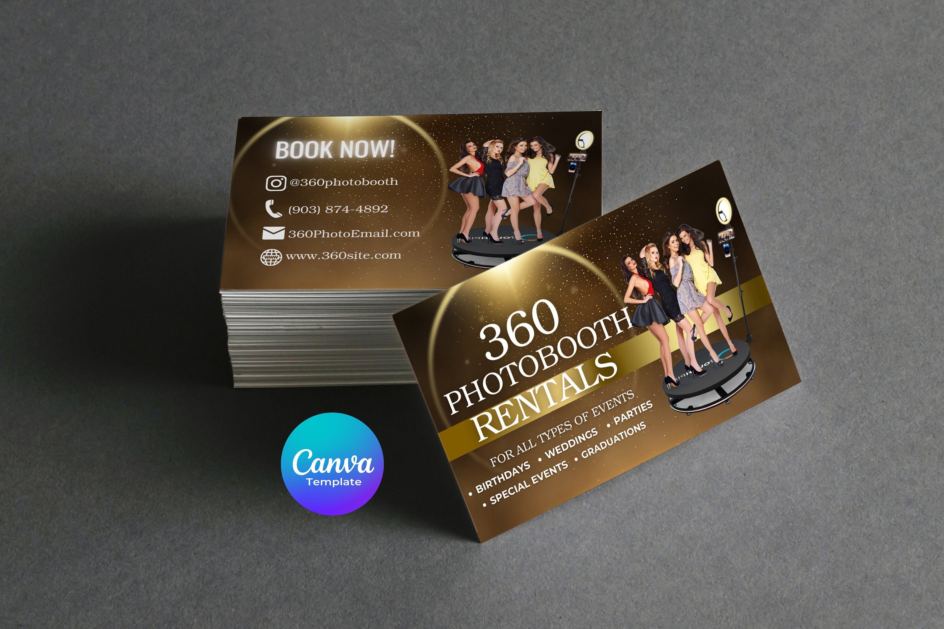 360 Photobooth Business Card Template, 360 Photobooth Rentals Business ...
