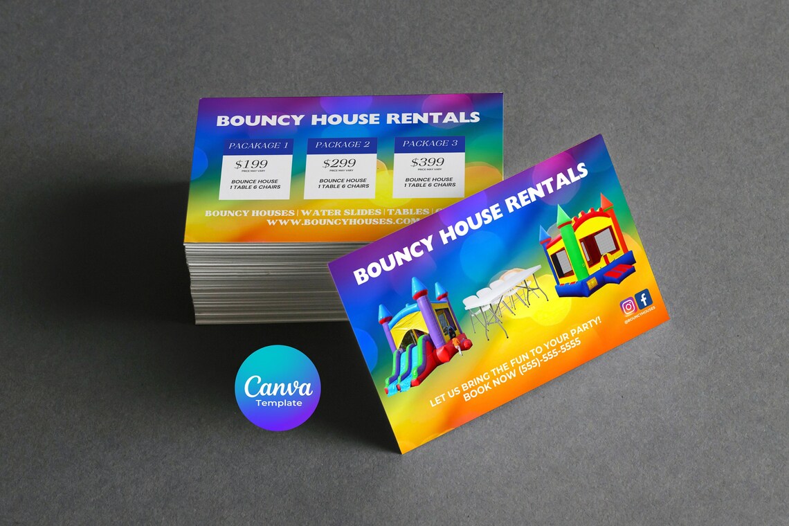 Bounce House Rental Business Card Template - Etsy