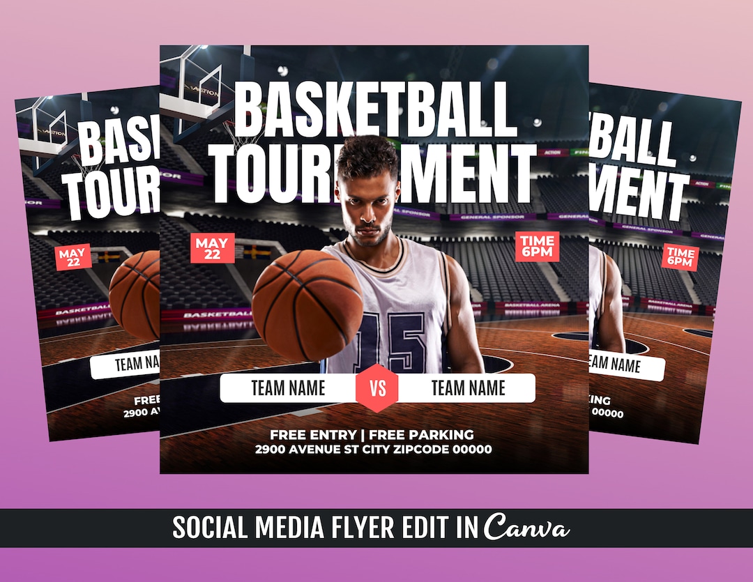 Basketball Game Invitation Flyer Template, Basketball Tournament Flyer ...