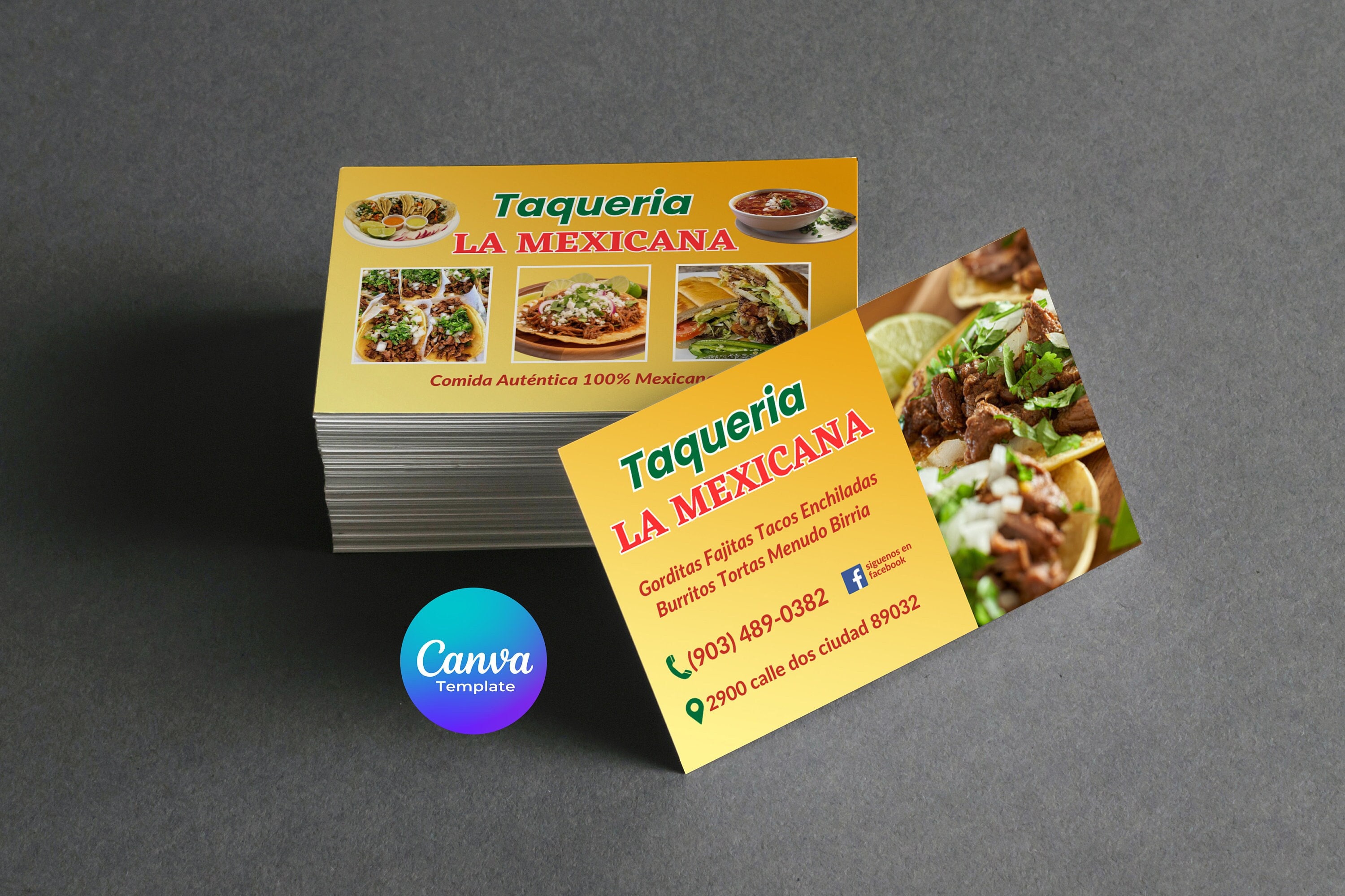 Taqueria Business Card Template, Taco Business Card Template, Mexican ...