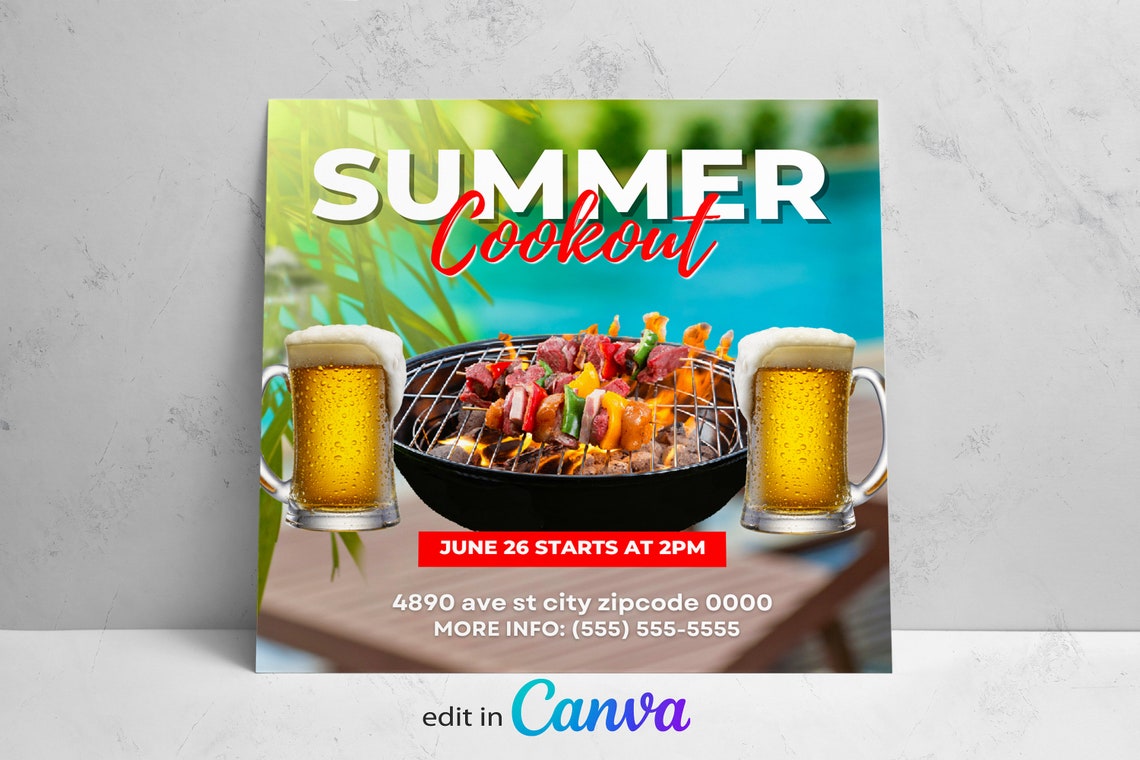 Summer Cookout Flyer Template - Etsy
