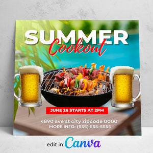 Summer Cookout Flyer Template - Etsy