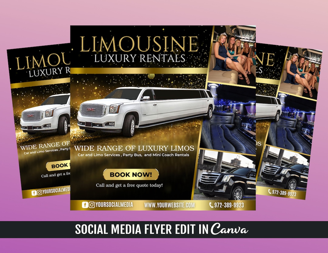 Limousine Rental Services Flyer Template - Etsy
