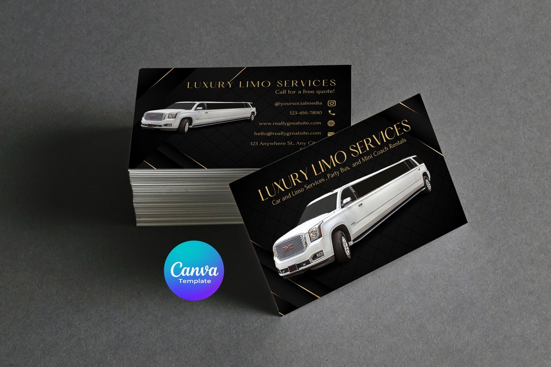 Limousine Rental Services Business Card Template, Limo Business Card - Etsy