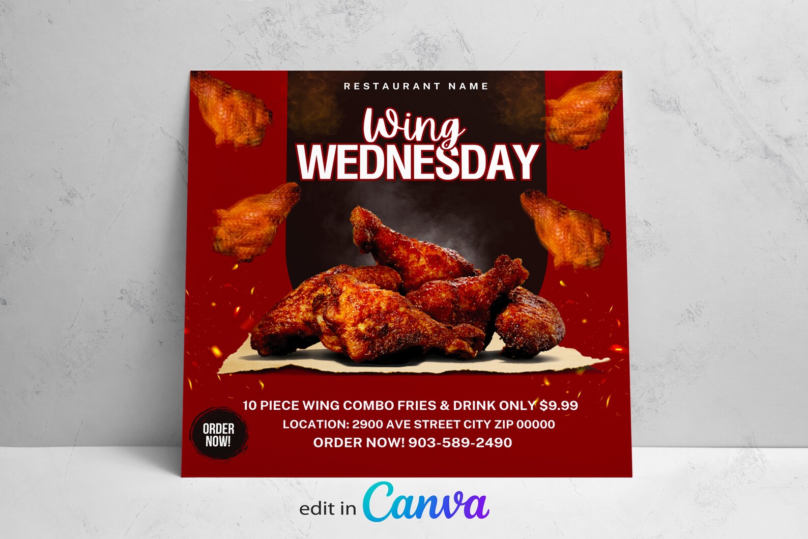 Hot Wings Flyer, Hot Wings Special Flyer, Wing Wednesday Flyer, Hot ...