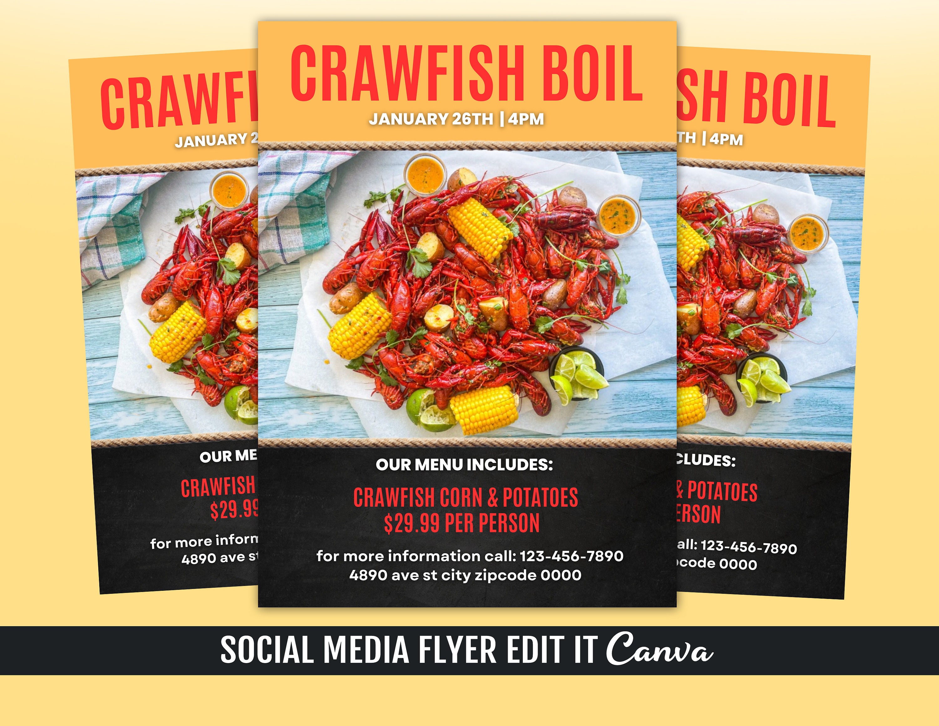 Crawfish Boil Flyer Template - Etsy