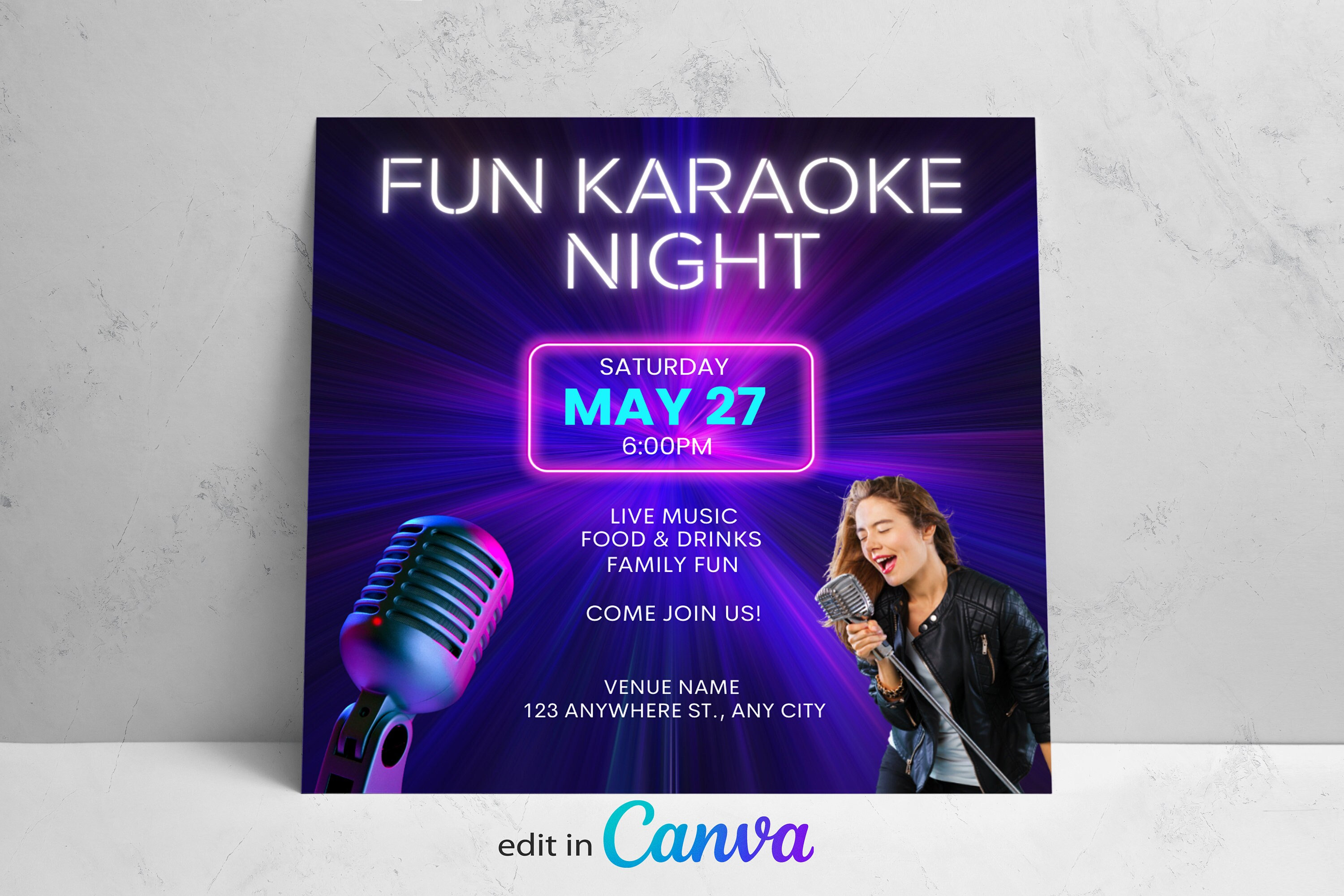 Karaoke Night Flyer Template, Karaoke Night Flyer Invitation - Etsy