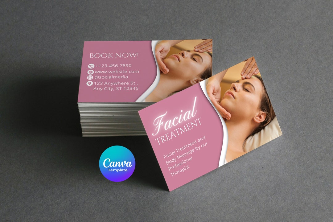Facial Treatment Business Card Template - Etsy