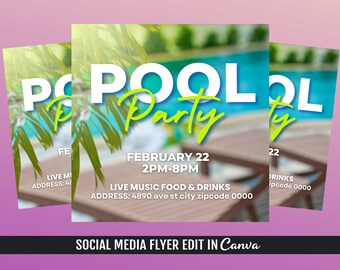 Editable Summer Party Flyer Pool Party Diy Invitation Beach - Etsy