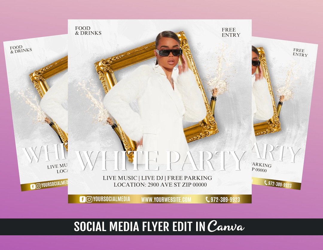 All White Party Flyer Template - Etsy