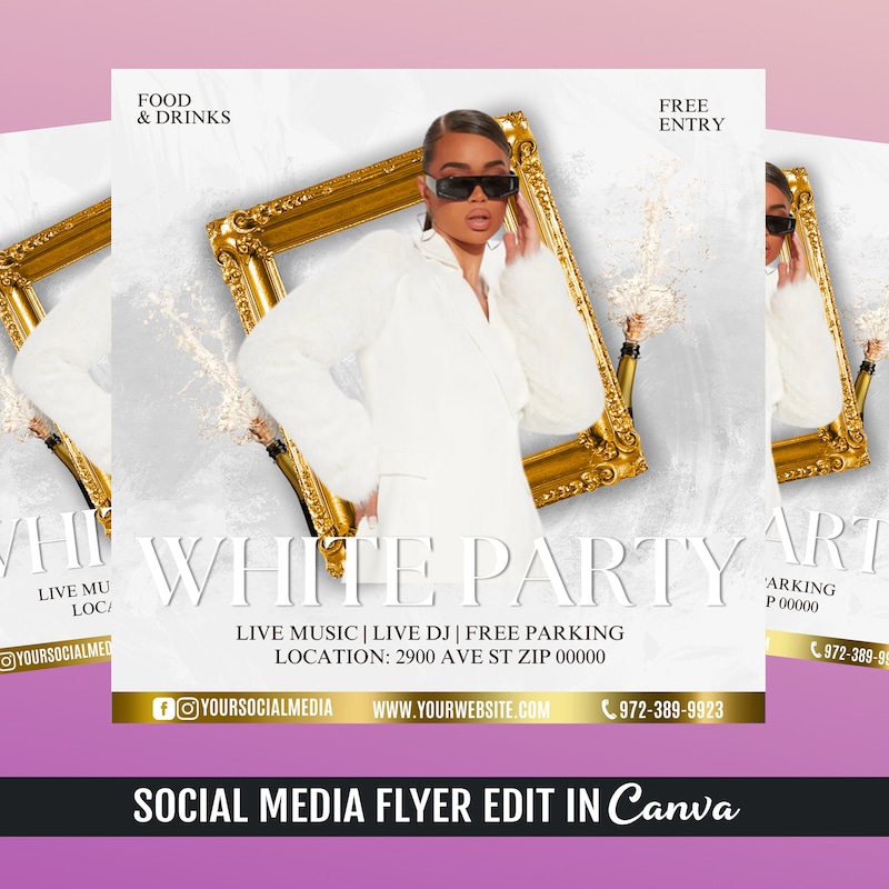 All White Party Flyer - Etsy
