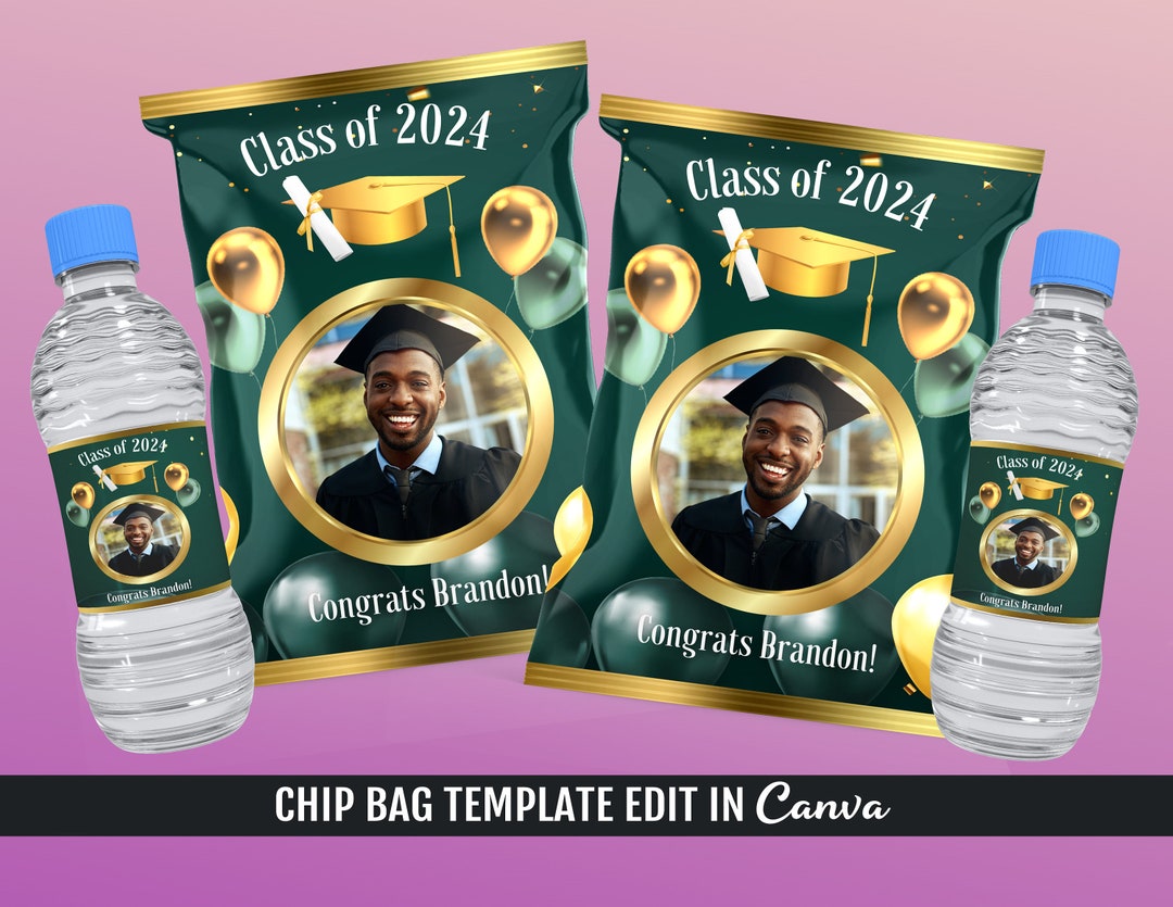 Graduation Chip Bag Template and Water Bottle Label Template - Etsy