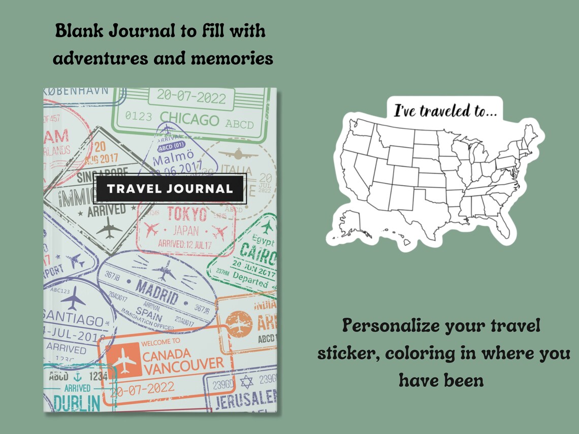 Travel Gift Set Travel Diary US Map Sticker Adventure Book - Etsy
