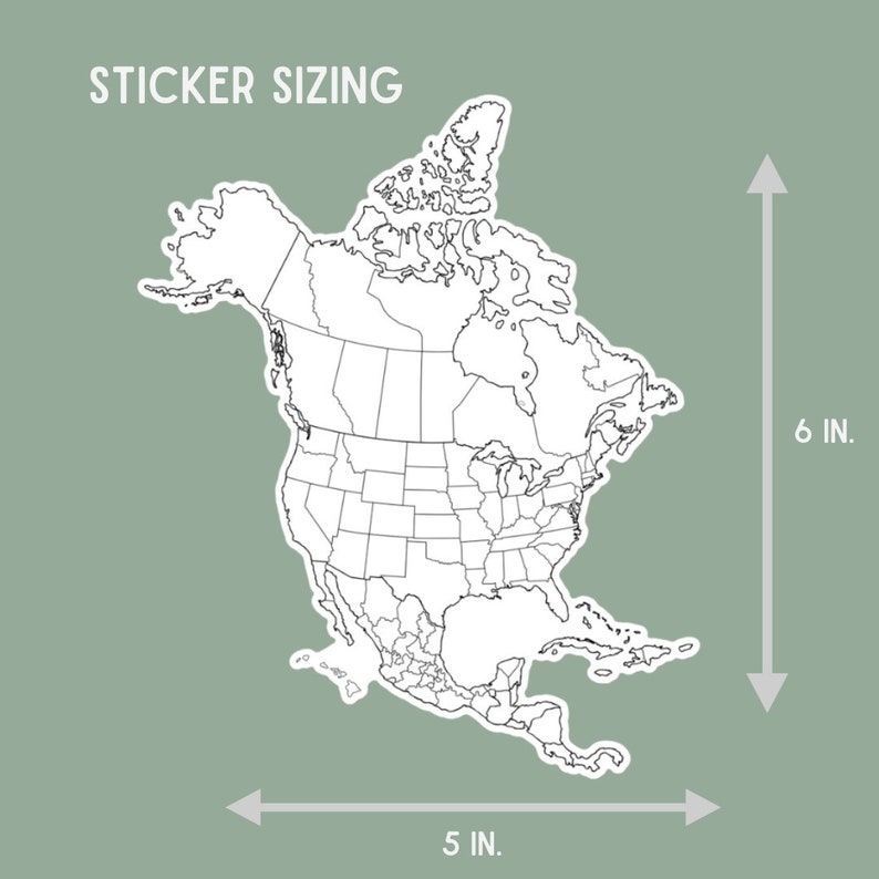 North America Map, USA Canada Mexico Travel Map, Travel Journal Sticker ...