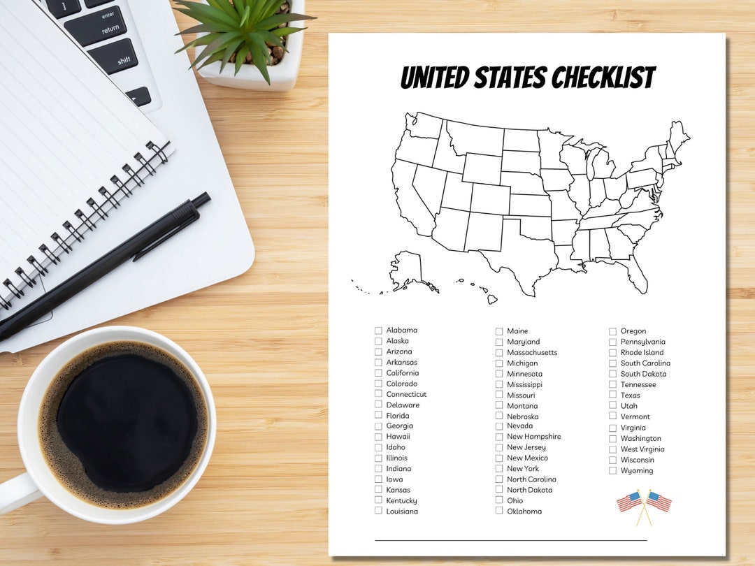 United States Map, Bucket List Travel, States Visited Map - Etsy