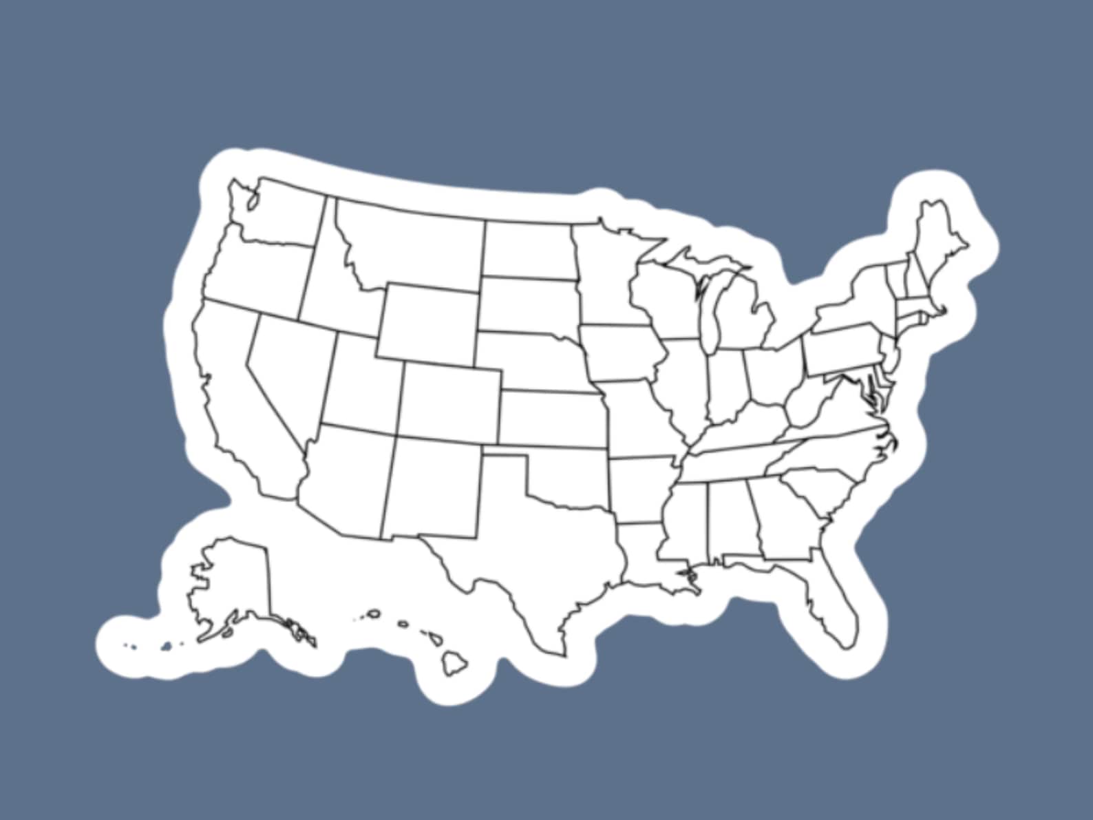 US Map Sticker, States Sticker, Road Trip Sticker, Where I've Traveled ...