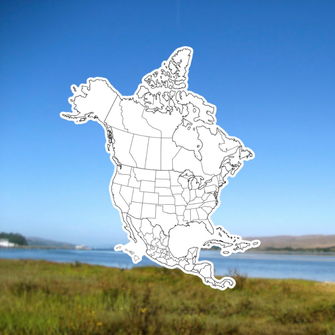 North America Map, USA Canada Mexico Travel Map, Travel Journal Sticker ...