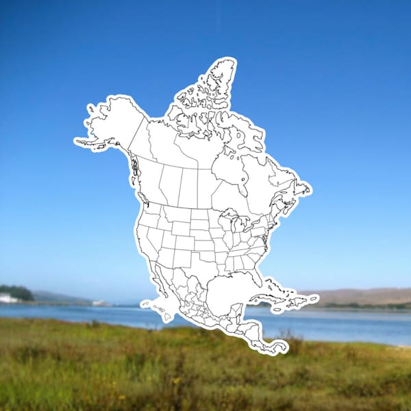 North America Sticker Map - Etsy