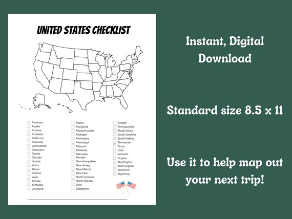 Us States Map Checklist