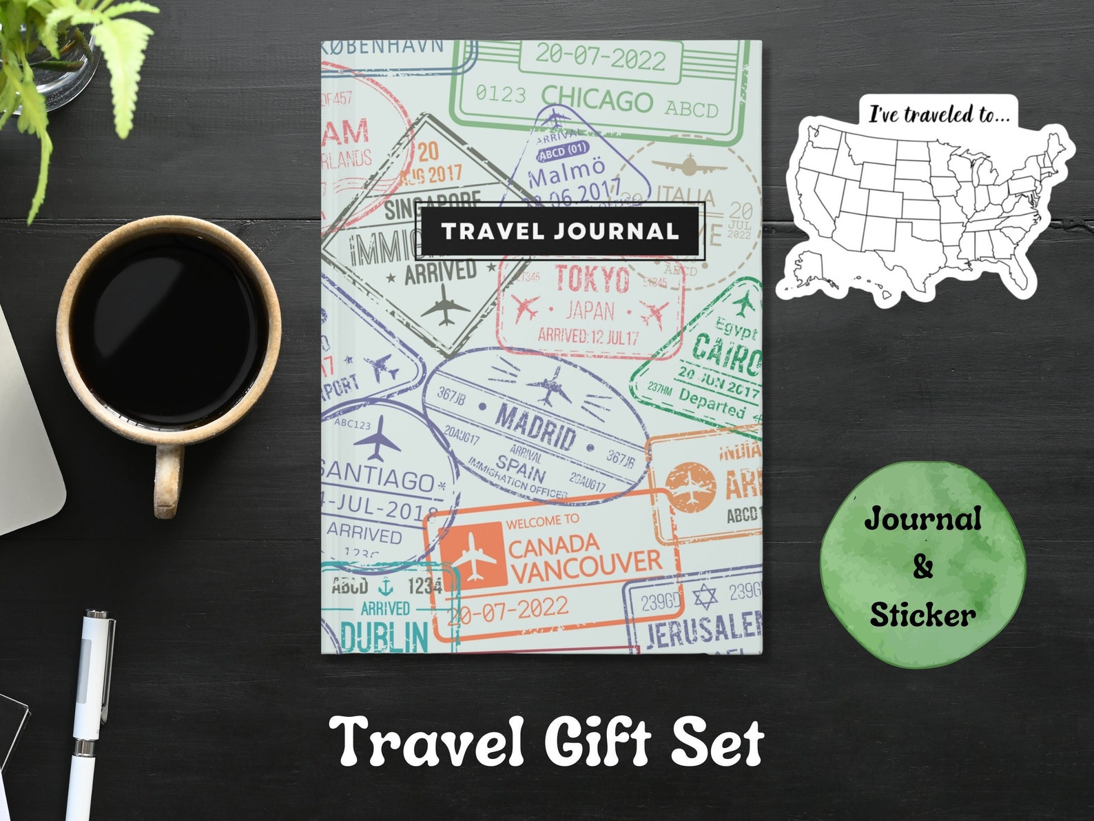 Travel Gift Set, Travel Diary, US Map Sticker, Adventure Book, Travel ...