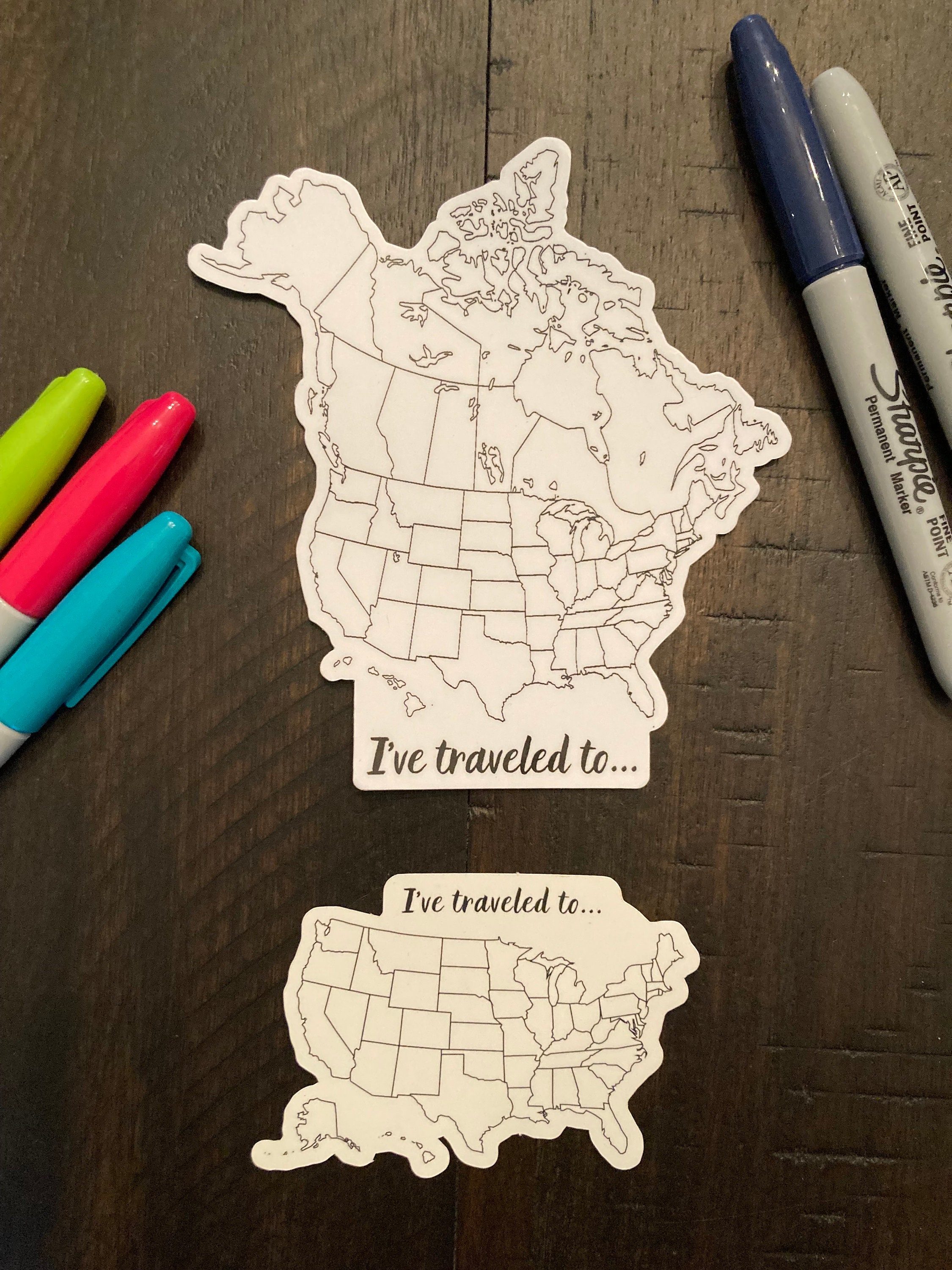Map Sticker for RV Gift DIY Coloring Map Sticker USA Canada Travel ...