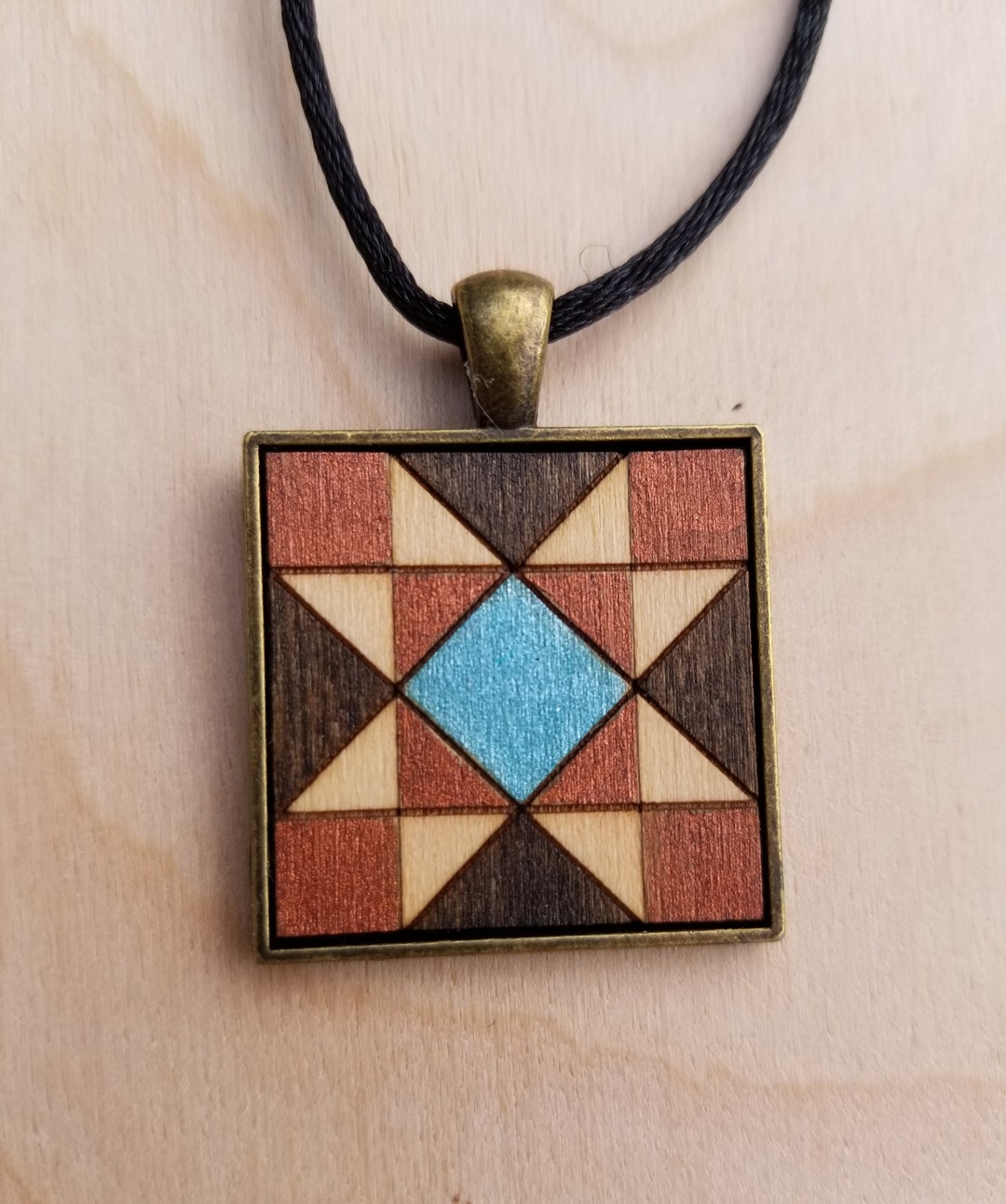 Wooden Quilt Square Pendant var. Northumberland Star - Etsy