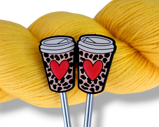 Cheetah Coffee Cup Knitting Needle Point Protectors Needle Holder(set ...