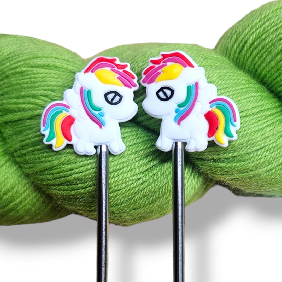 Pony With Rainbow Mane Knitting Needle Point Protectors Needle Holder ...