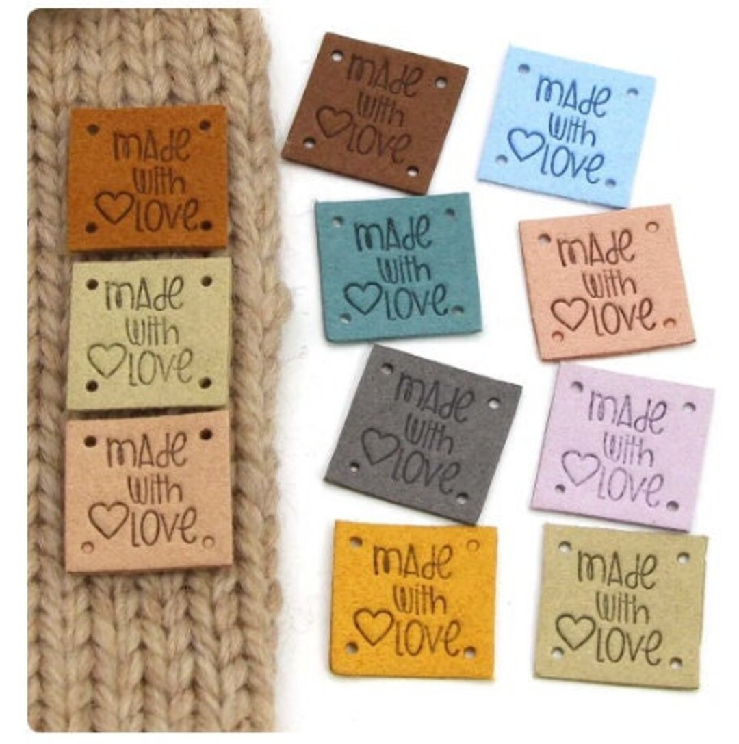 Handmade With Love Design Square Leather Label Tags Set of 5 - Etsy