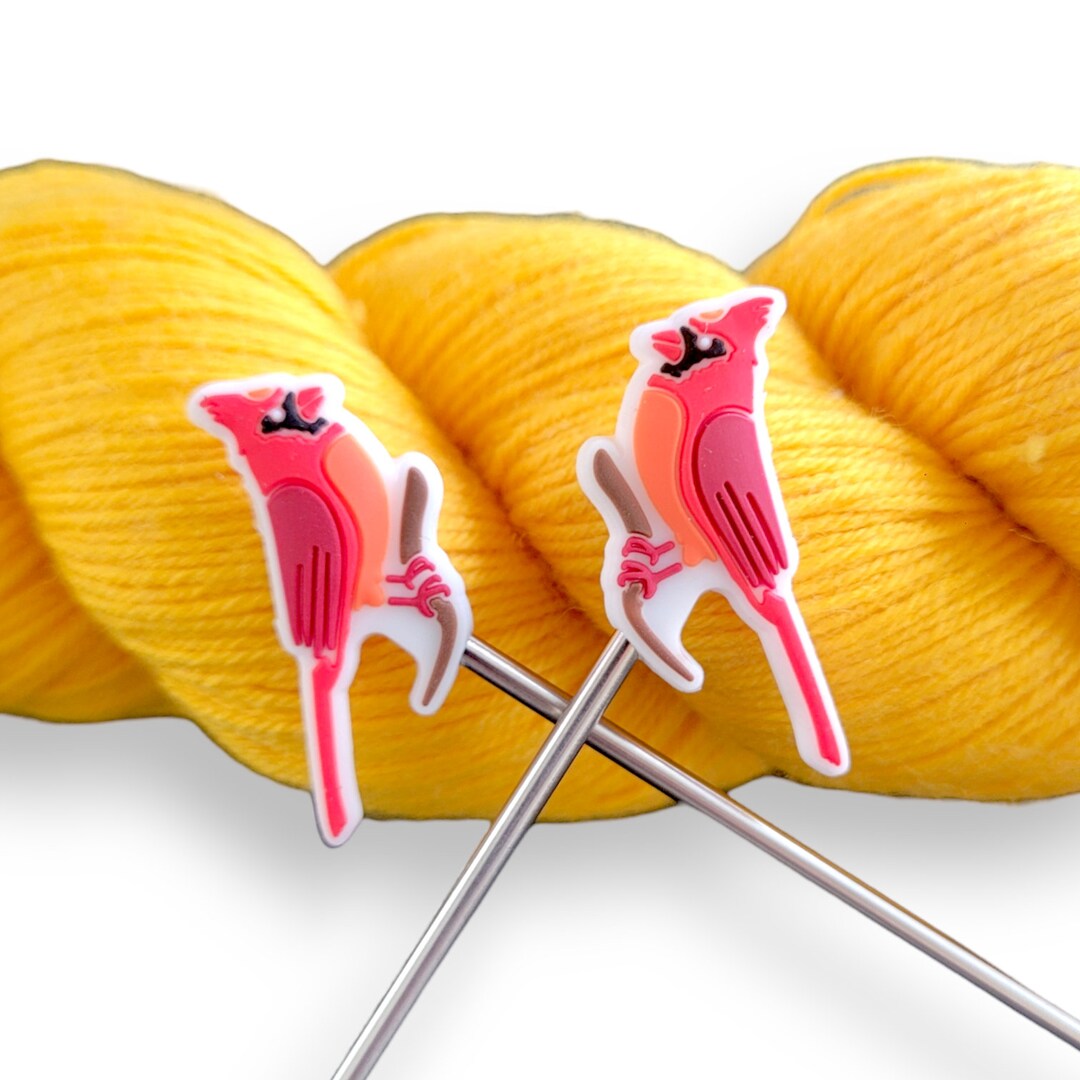 Red Cardinal Bird Knitting Needle Point Protectors Needle Holder(set of ...