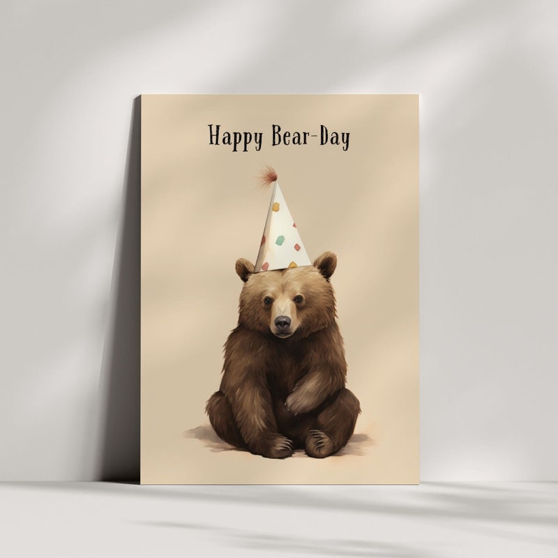 Bear Birthday Card - Etsy