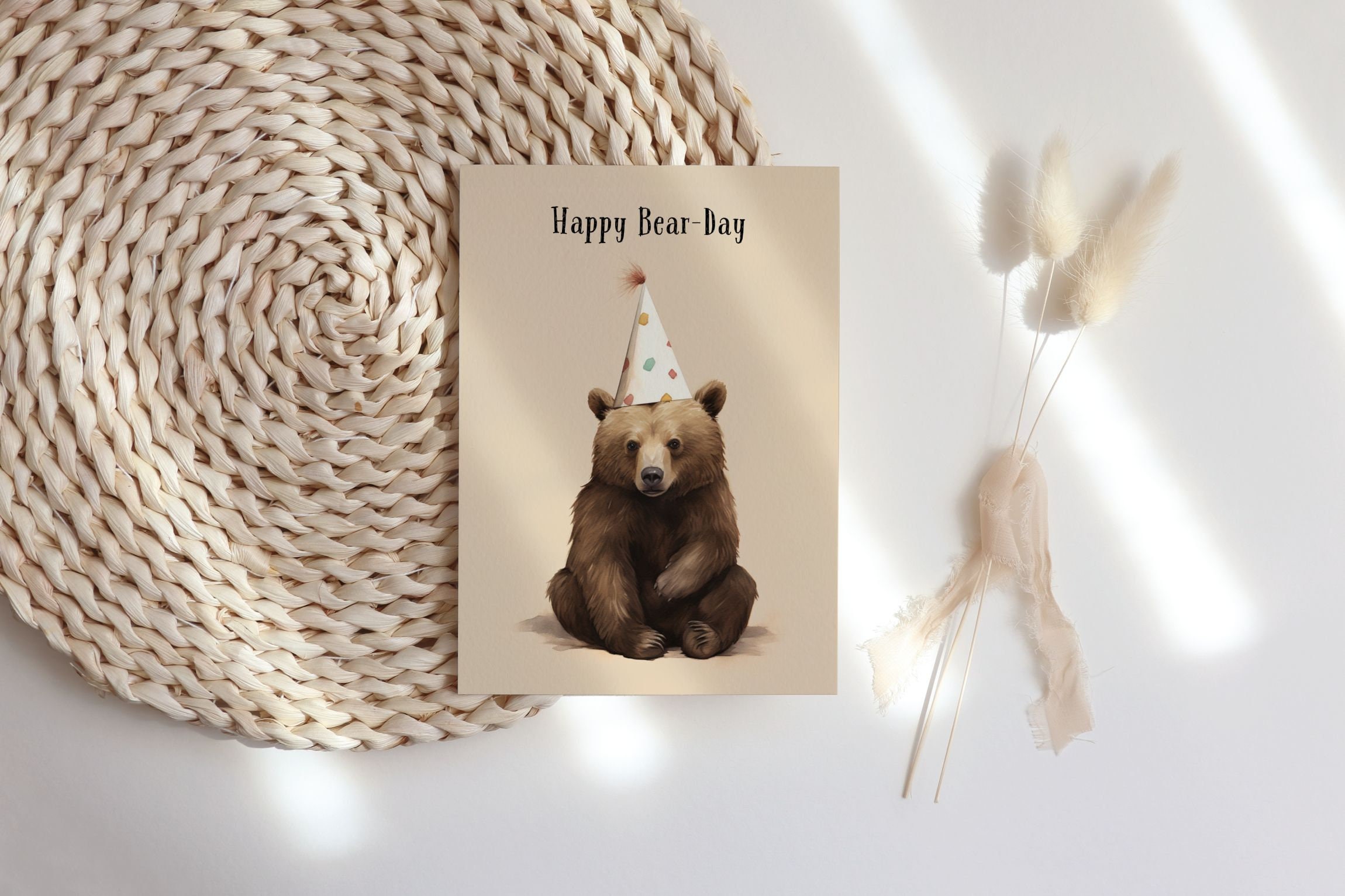 Happy Bear-day Cute Bear Birthday Card - Etsy