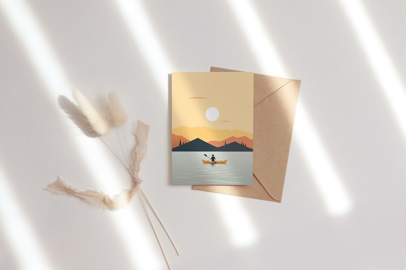Minimalist Kayak Greetings & Birthday Card for Adventurers - Etsy