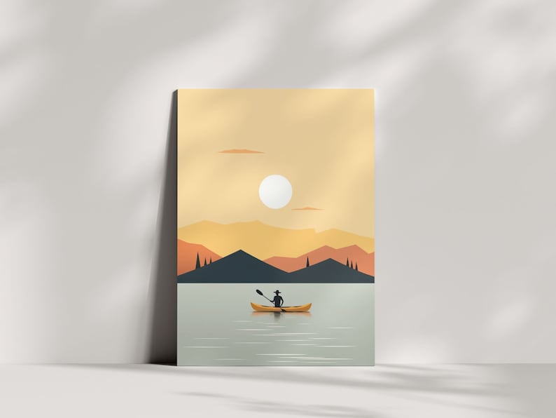 Minimalist Kayak Greetings & Birthday Card for Adventurers - Etsy