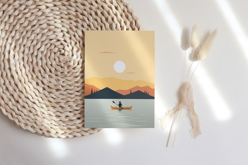 Minimalist Kayak Greetings & Birthday Card for Adventurers - Etsy