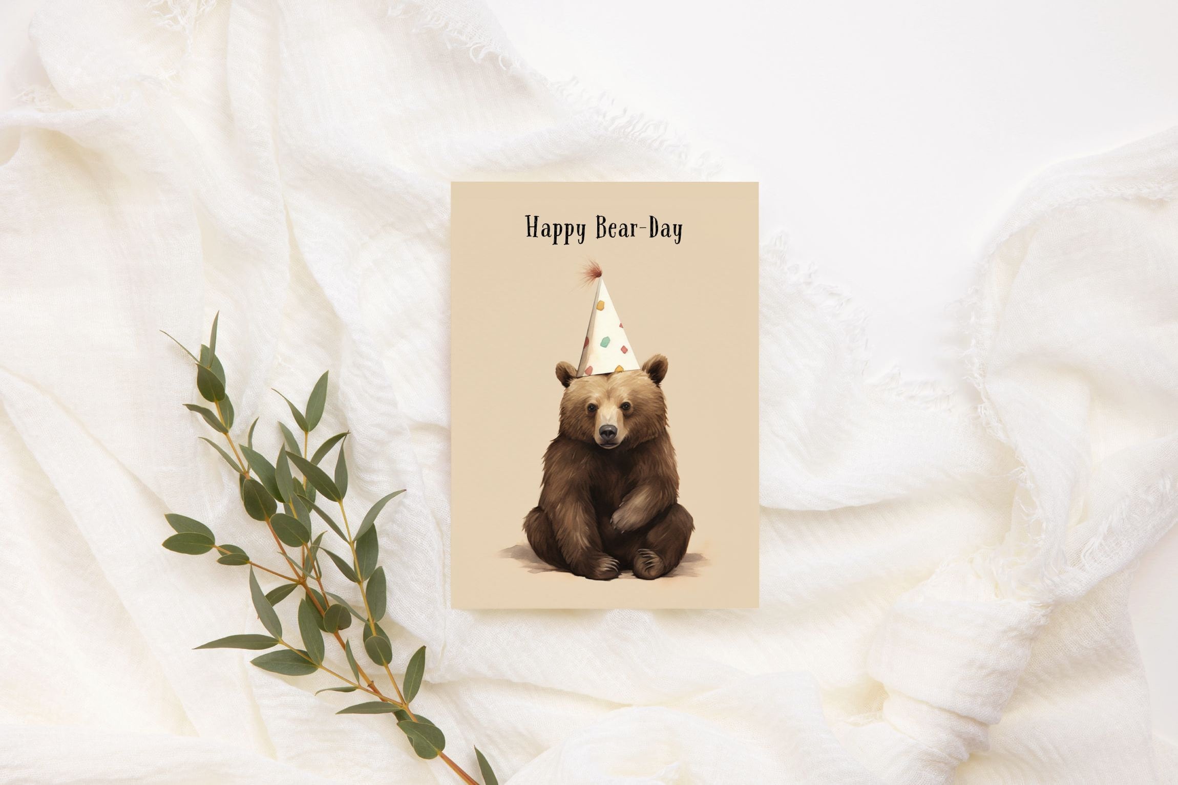 Happy Bear-day Cute Bear Birthday Card - Etsy
