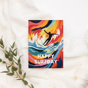 Happy Surfday - Surfing Birthday & Greetings Card, Available With or ...